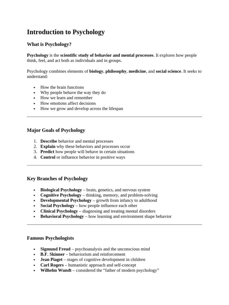 Overview of Mental Processes in Psychology | PDF