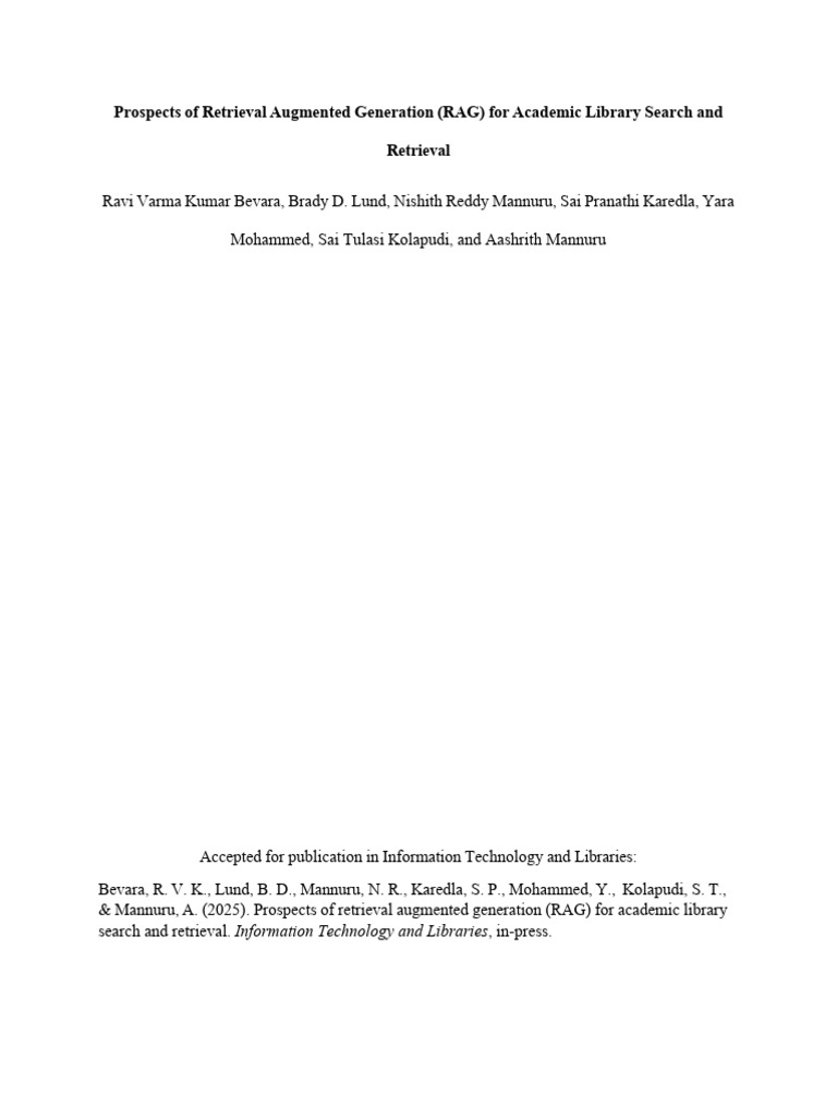 Prospects of Retrieval Augmented Generat | PDF | Metadata | Databases