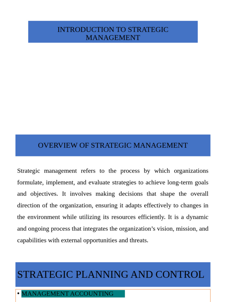 Introduction To Strategic Management | PDF | Strategic Management | Goal