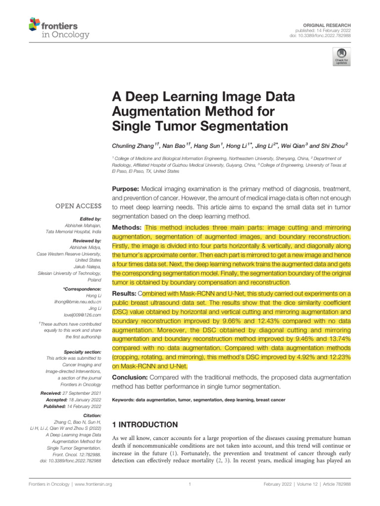6.A Deep Learning Image Data Augmentation Method For Single Tumor Segmentation Single Tumor ...