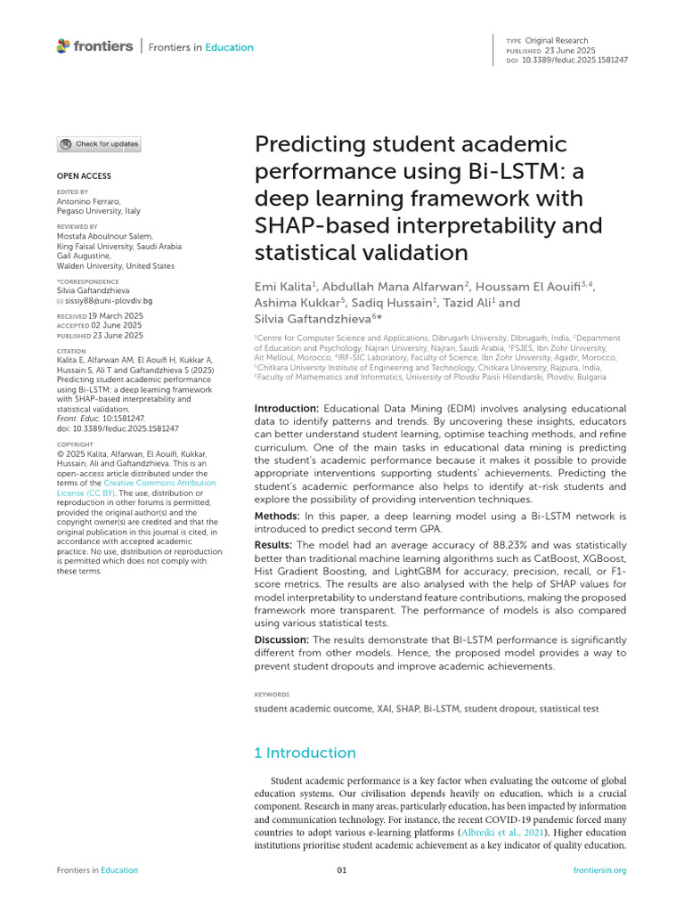 Predicting Student Performance with Bi-LSTM | PDF | Machine Learning ...