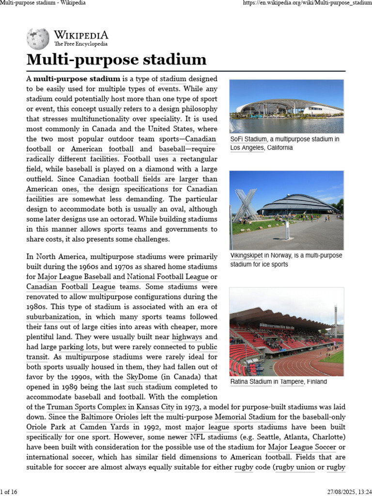 Multi-Purpose Stadium - Wikipedia | PDF | Stadium | Sports