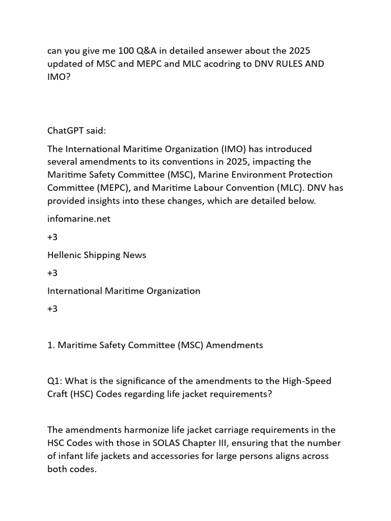 2025 MSC Mepc MLC Update 100 Q&A | PDF | Regulatory Compliance | Sailor