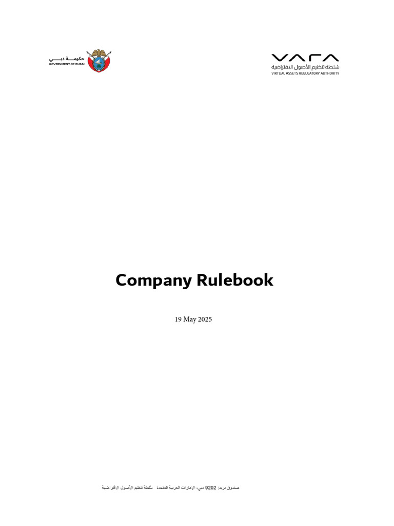 VARA Company Rulebook 2025 Overview | PDF | Regulatory Compliance ...