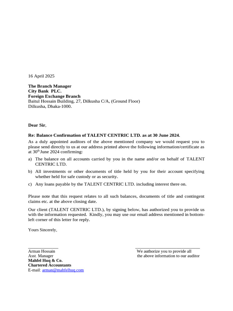 Bank Balance Confirmation - Copy (1) - For Merge | PDF