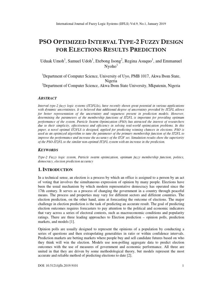 Pso Optimized Interval Type-2 Fuzzy Design For Elections Results ...
