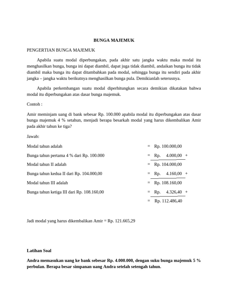 Bunga Majemuk Pengertian Bunga Majemuk | PDF