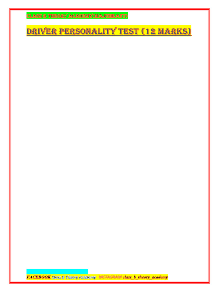 CHPT 2 Driver Personality Test | PDF | Traffic | Transport