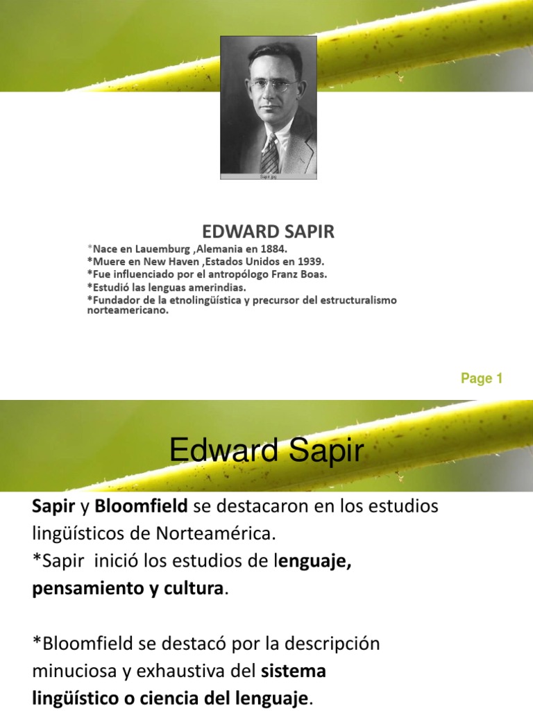 Aportes de Edward Sapir a la lingüística | PDF | Lingüística ...