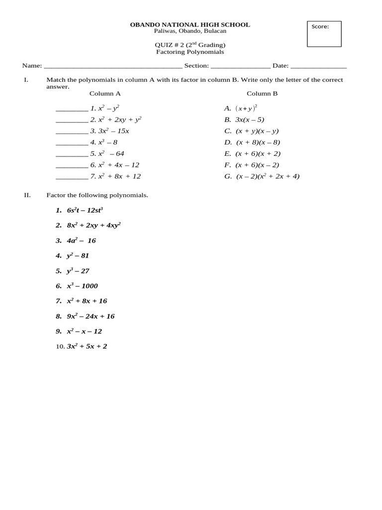 Q2 2nd Factoring | PDF