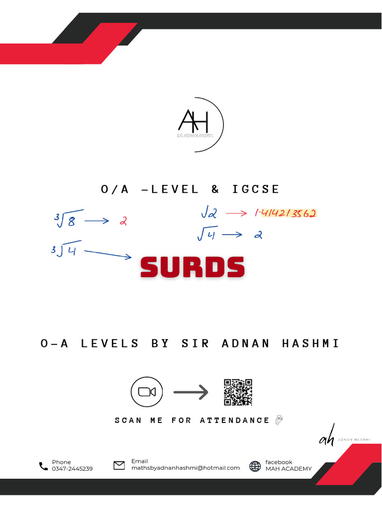 Surds - Adnan Hashmi - MAH ACADEMY (03472445239) | PDF | Mathematics ...