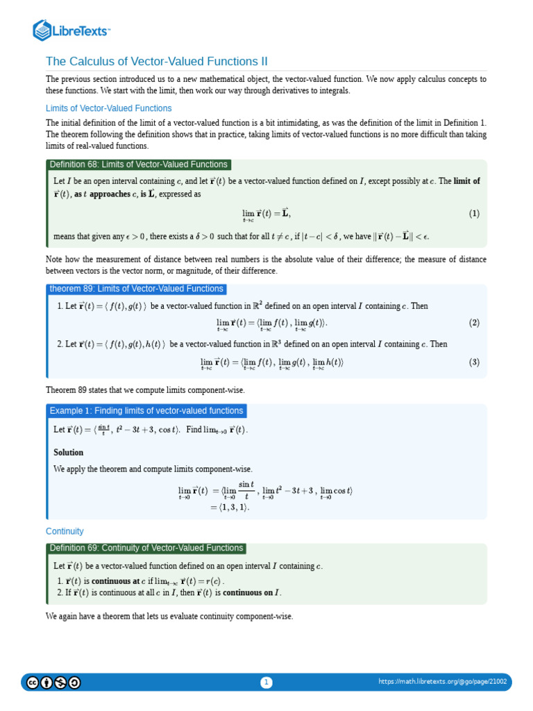 The Calculus of Vector-Valued Functions II | PDF | Function (Mathematics) | Calculus