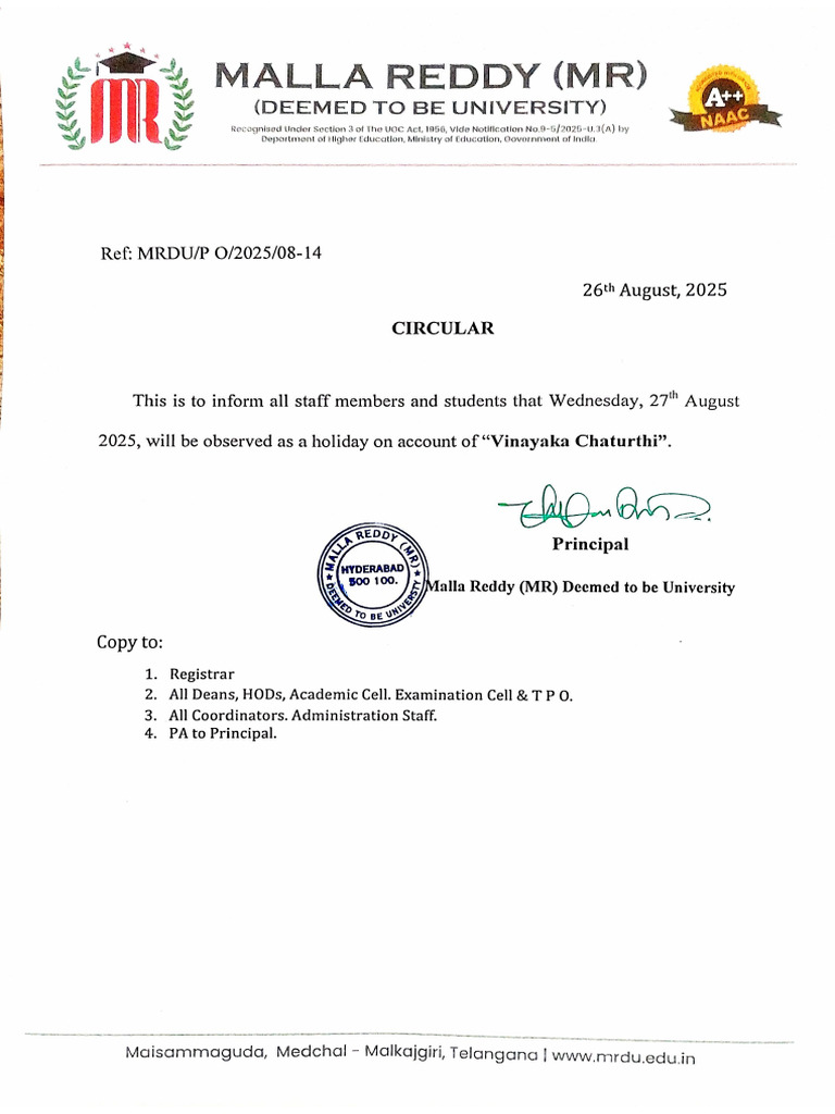 Holiday Circular | PDF
