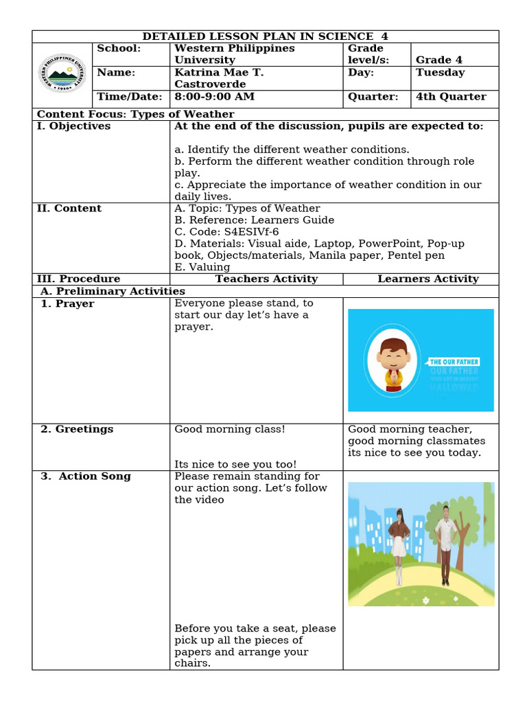 Grade 4 Science Lesson on Weather Types | PDF | Weather | Sky