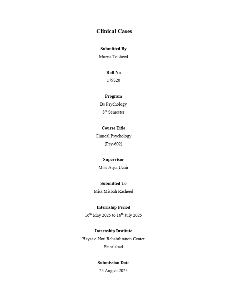 Clinical Cover Page Muzna Final | PDF