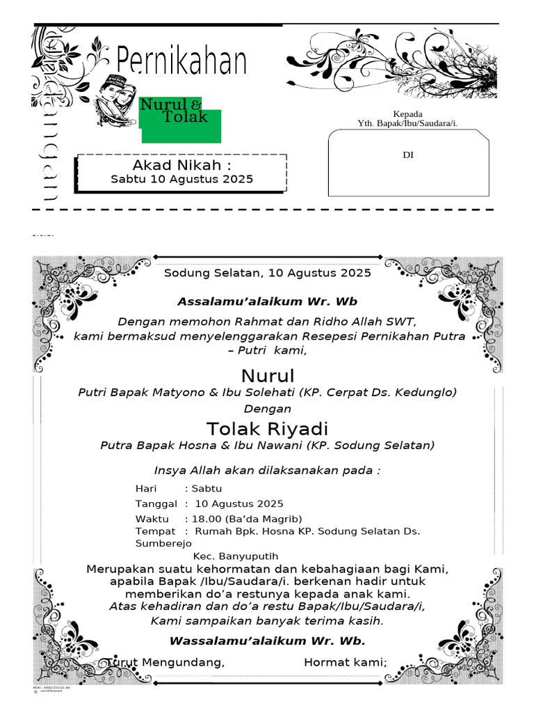 Undangan Nurul | PDF