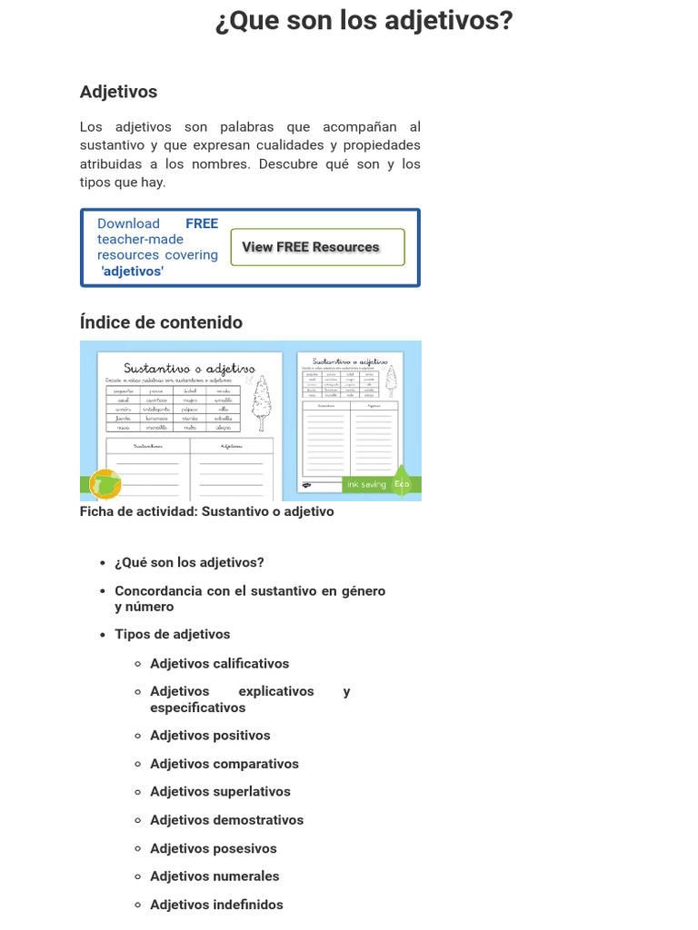 ¿Qué Son Los Adjetivos - Twinkl1 | PDF | Adjetivo | Sustantivo