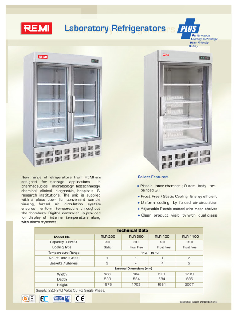 Laboratory Refrigerators | PDF