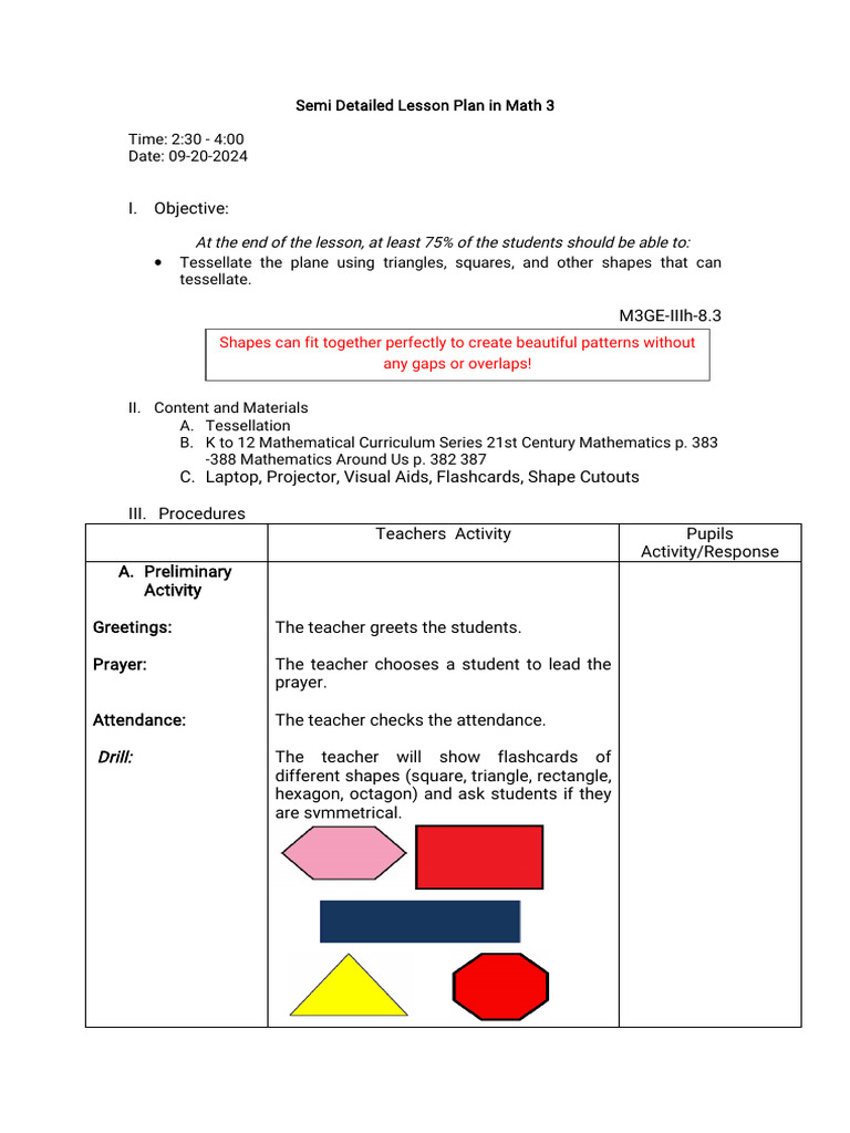 This Is Final Lesson Plan | PDF | Shape | Symmetry