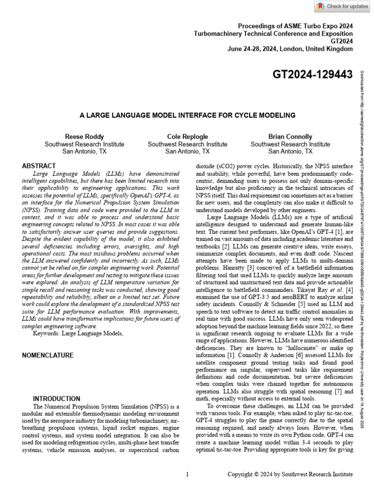 A Large Language Model Interface For Cycle Modeling | PDF