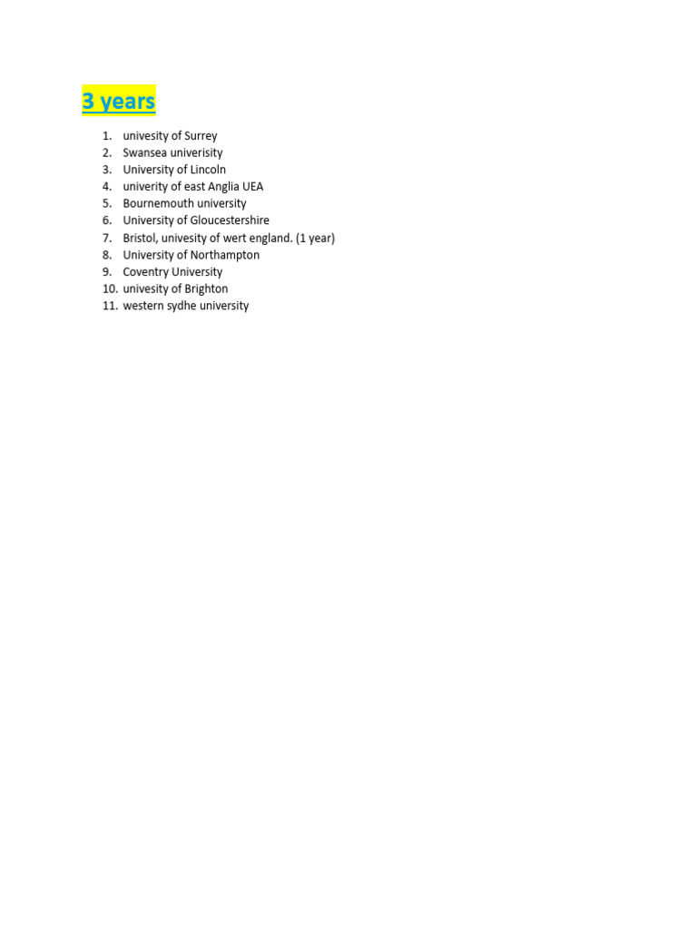 3 Years Collages List | PDF