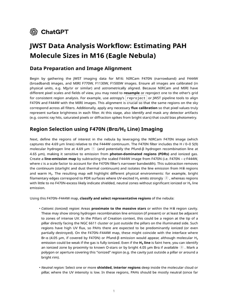 JWST Data Analysis Workflow - Estimating PAH Molecule Sizes in M16 ...