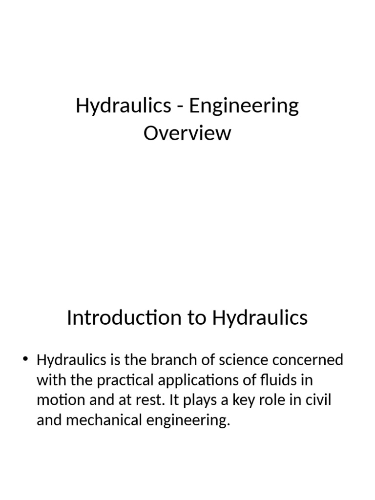 Hydraulics in Engineering Applications | PDF