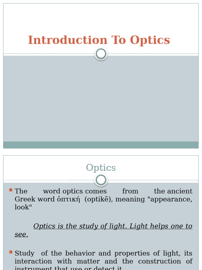Lec 1 Intro To Optics and History - 061210 - 021655 | PDF | Optics | Light