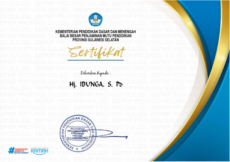Sertifikat Webinar untuk Hj. Ibunga | PDF