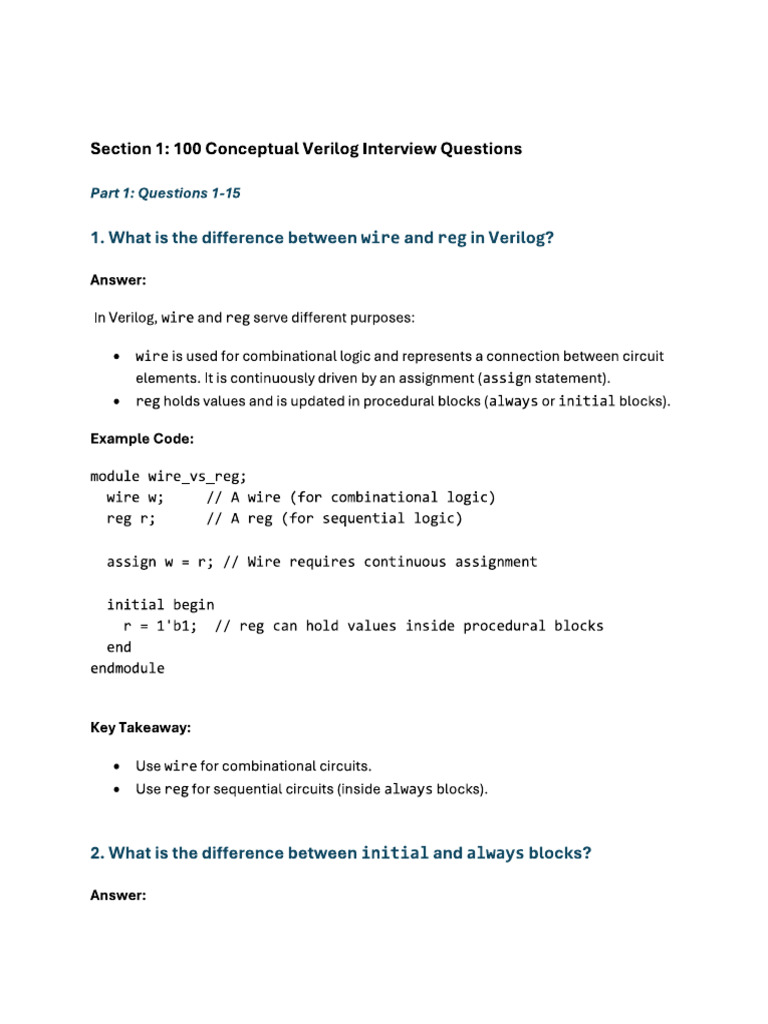 Verilog Interview Questons | PDF