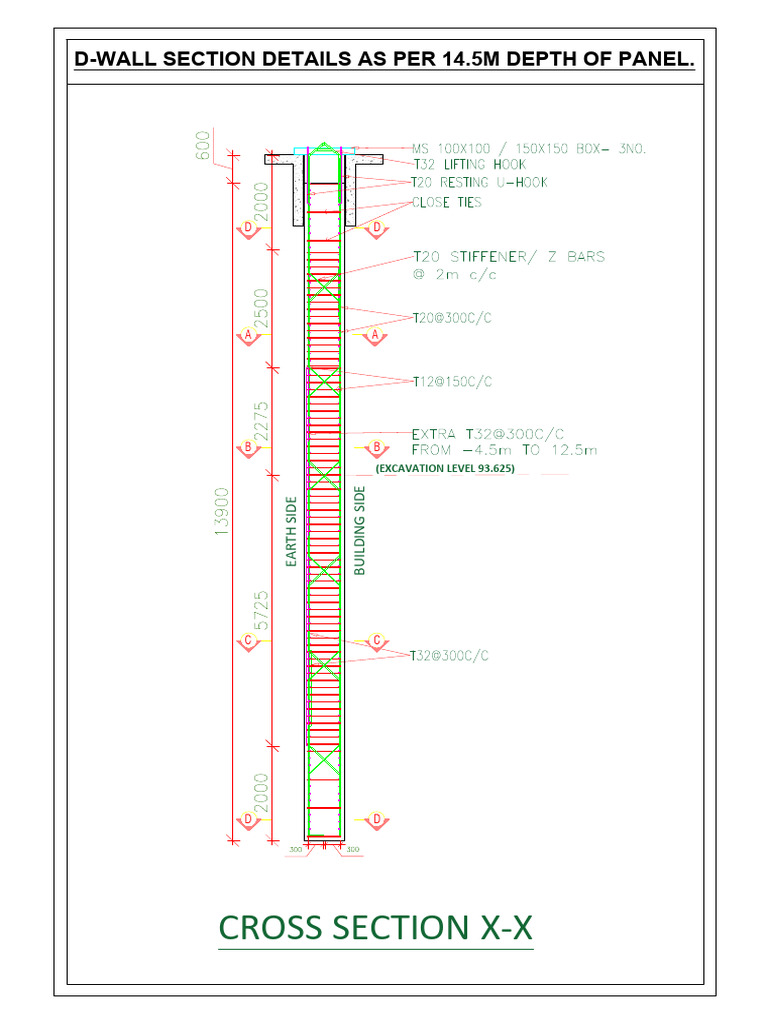 Cross-Section Details As Per 14.5m D-Wall Depth. | PDF