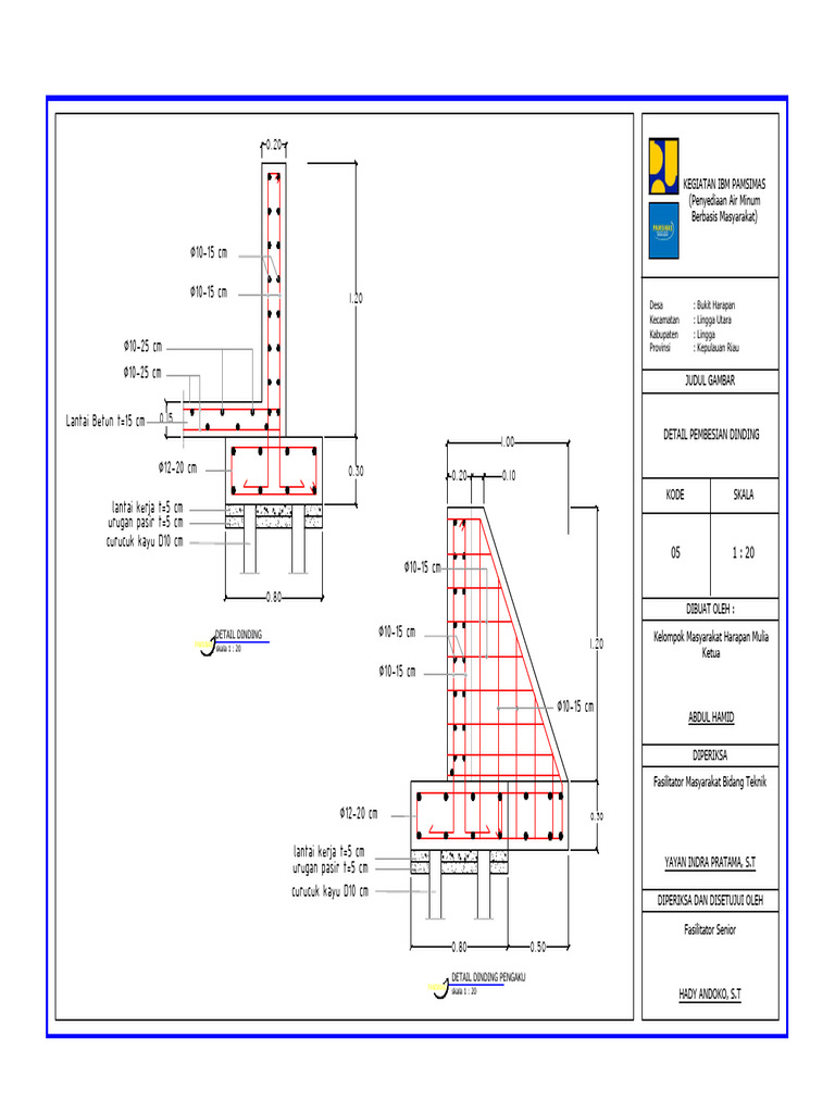Detail Dinding Proyek PAMSIMAS Lingga | PDF