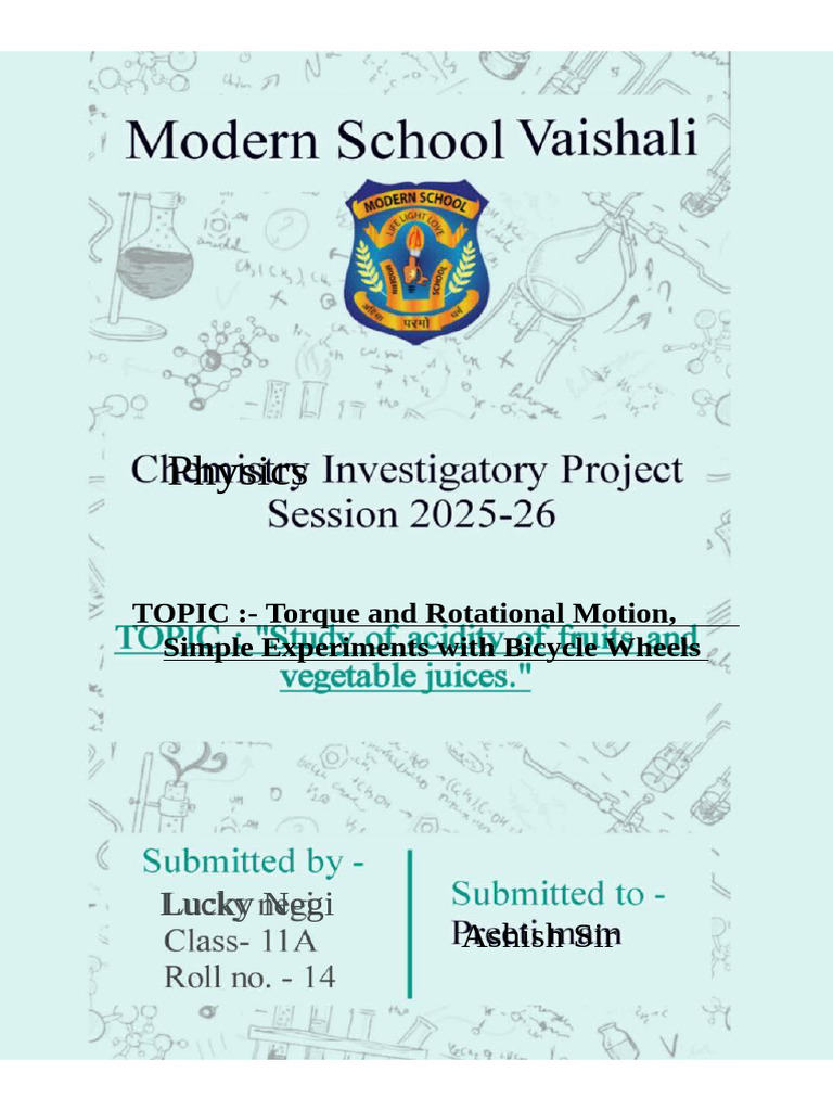 Chemistry Investigatory Project Cover | PDF