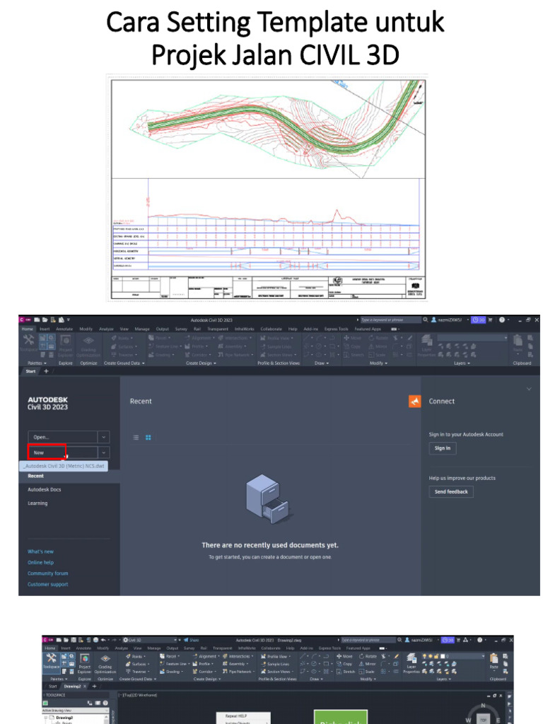 Cara Setting Template Untuk Projek Jalan Civil 3D | PDF
