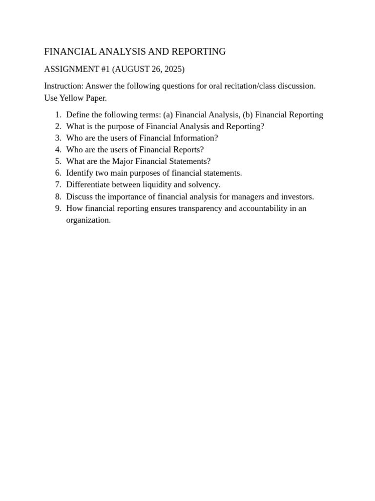 Financial Analysis & Reporting Overview | PDF
