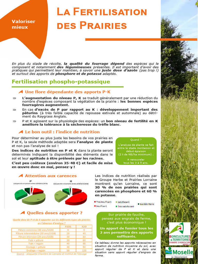 Optimisation de la Fertilisation des Prairies | PDF | Prairie | Fourrage