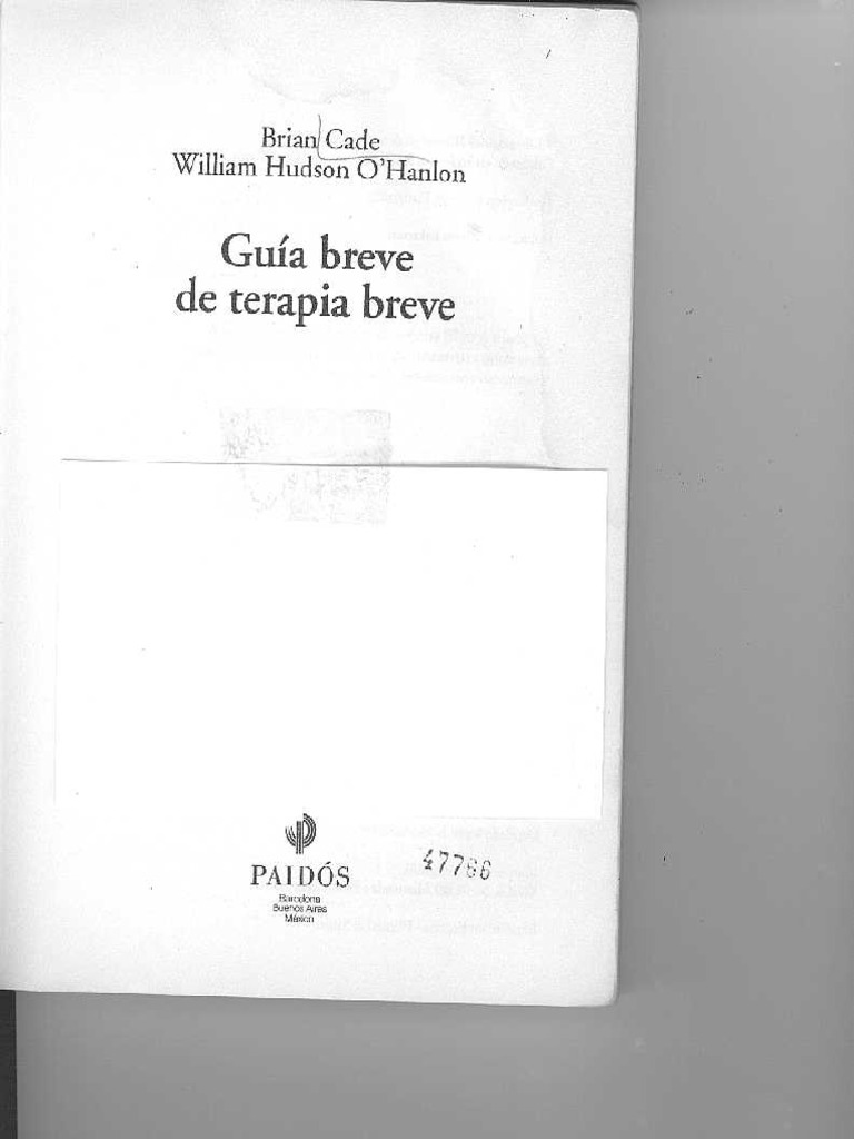 12.guia Breve de Terapia Breve Cade y O - Hanlon | PDF