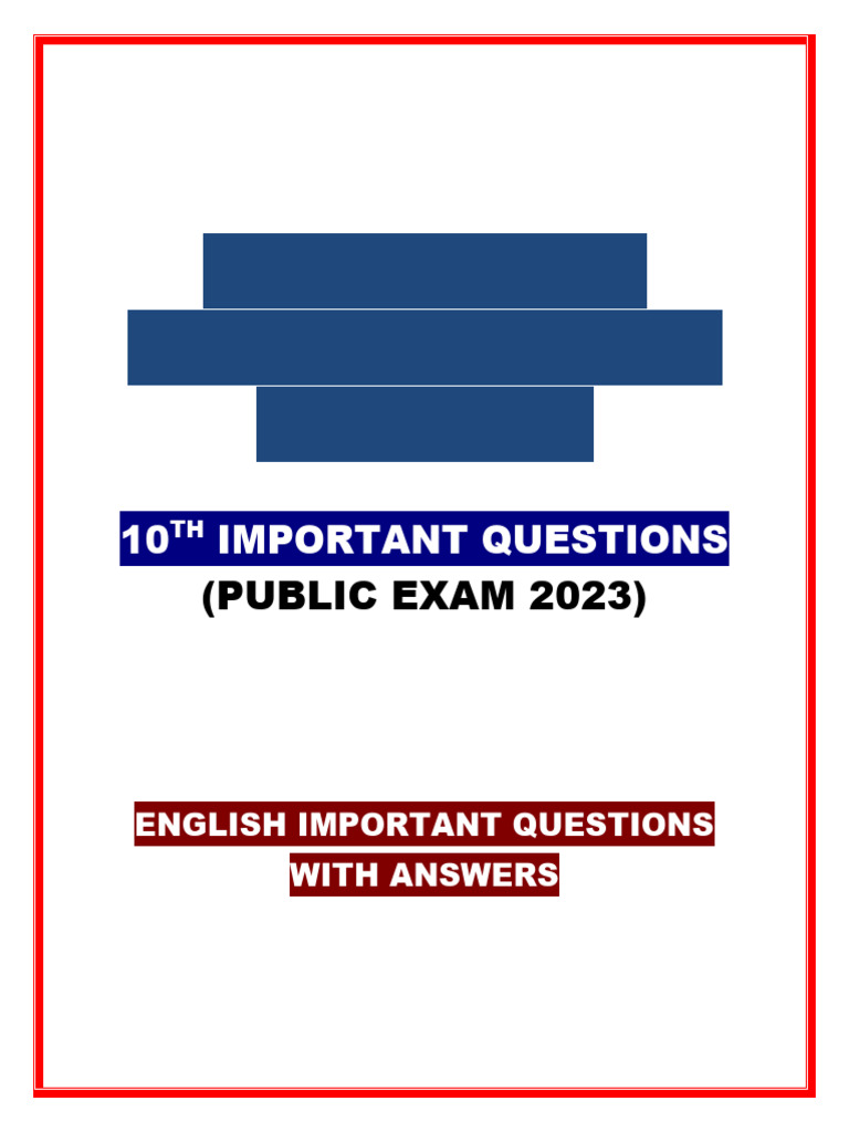10th English Important One Word Important Questions - Vetree Tuition ...
