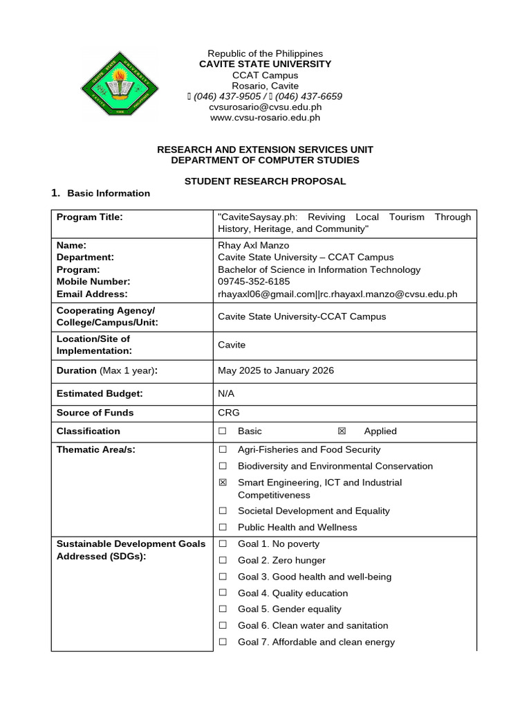 Capsule Format Student Research ProposalTOURISM 1 | PDF | Tourism ...