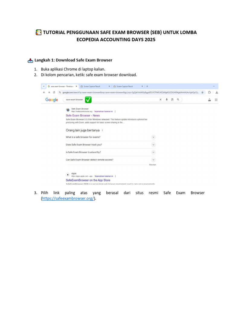 Panduan Safe Exam Browser untuk Lomba 2025 | PDF