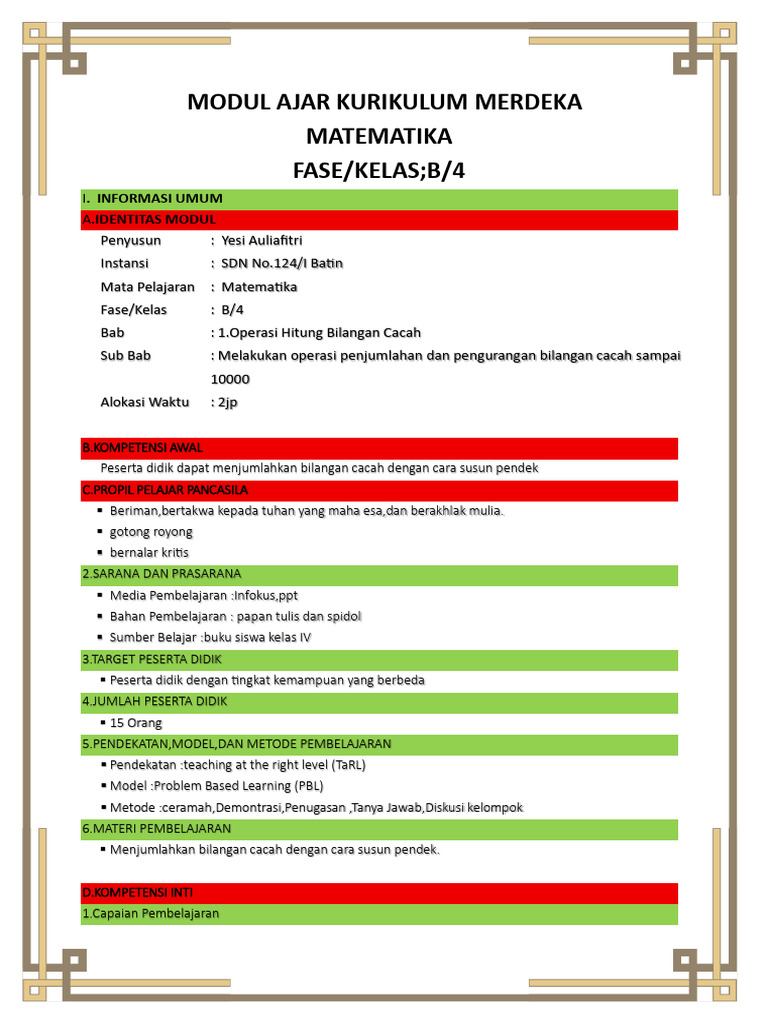 MODUL AJAR Ukin-1 | PDF