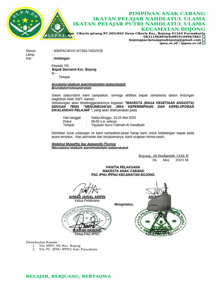 SURAT - Makesta Danramil Bojong | PDF