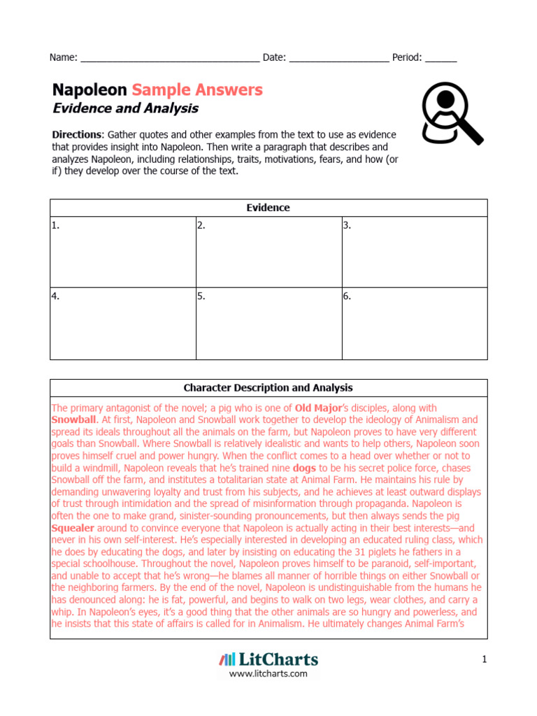 Animal Farm - 2. Character Analysis Sample Answers | PDF