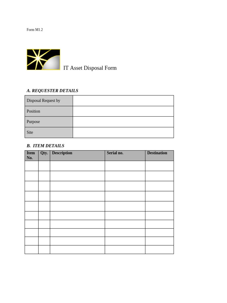 IT Asset Disposal Request Form | PDF