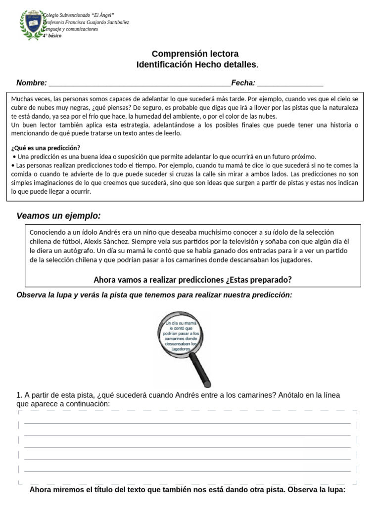 Comprensión Lectora Predicciones #7 | PDF