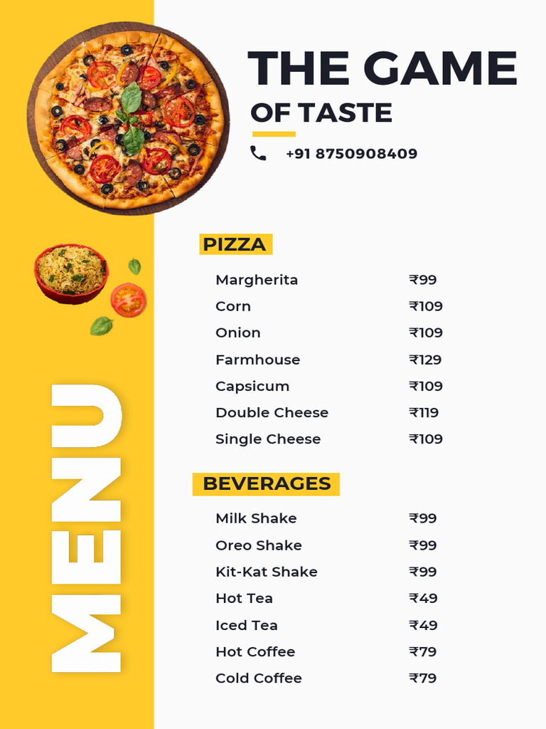 Yellow Restaurant Menu | PDF