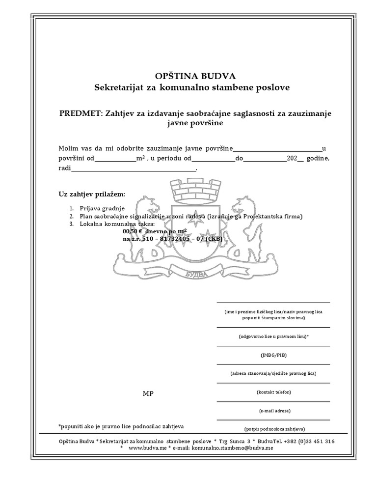 Zahtjev Za Saobracajnu Saglasnost | PDF