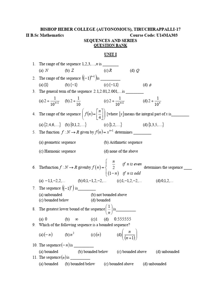Monotone Sequences Question Bank | PDF | Sequence | Series (Mathematics)