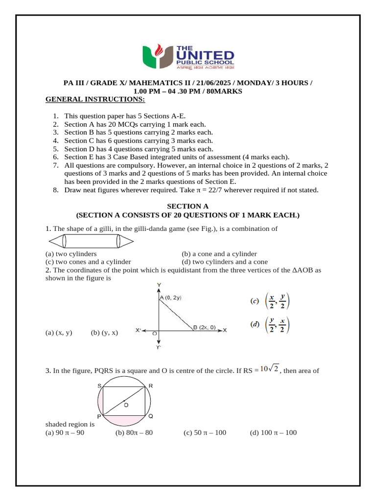 Grade X Mathematics II Pa III | PDF | Sphere | Area