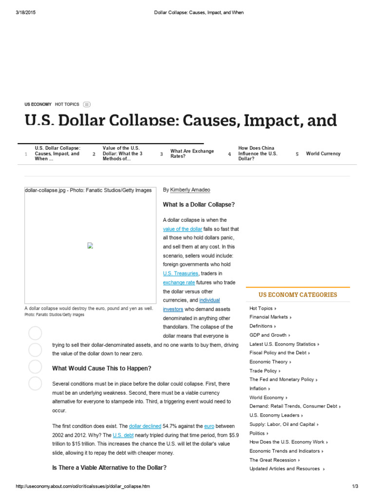 U.S. Dollar Collapse: Causes and Impact | PDF | United States Dollar | Euro